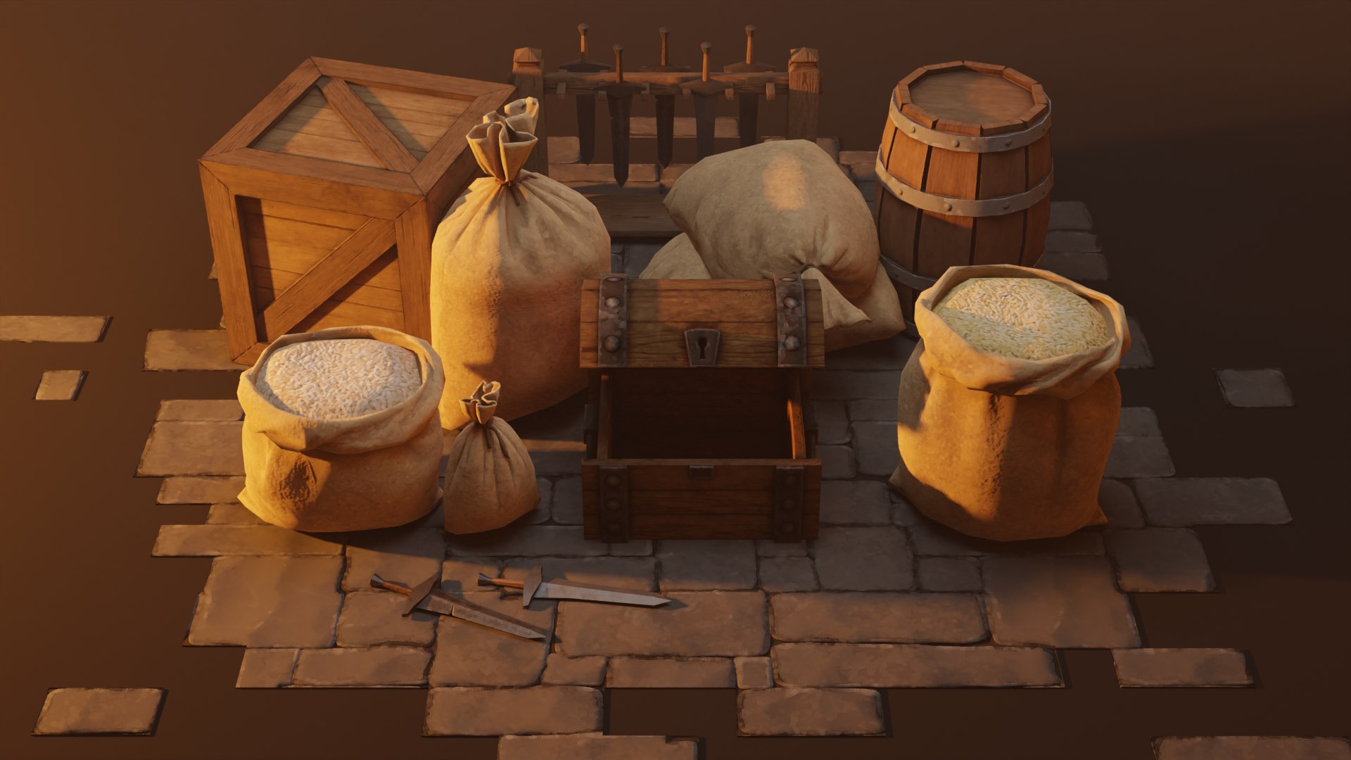 Medieval stylized props Full Pack 3D model - TurboSquid 2169299