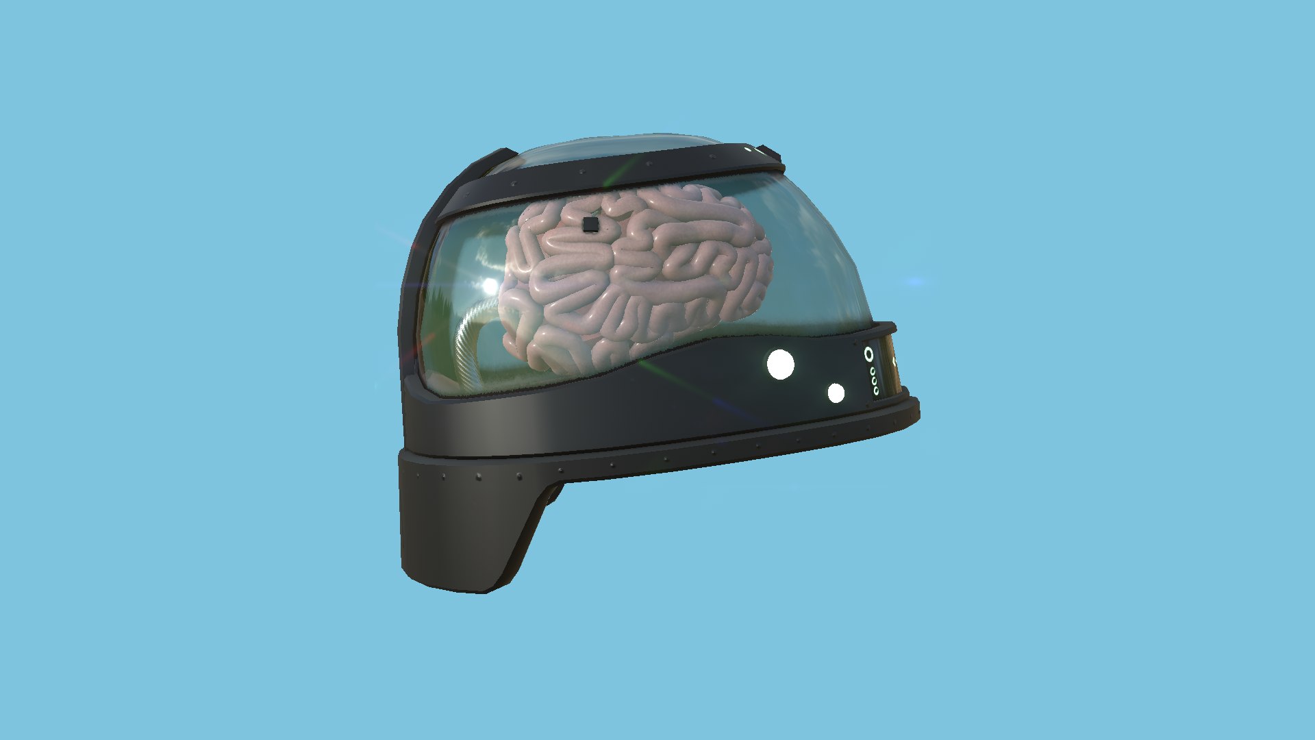 SciFi Brain Helmet 03 Black - Character Design Fashion 3D Model ...