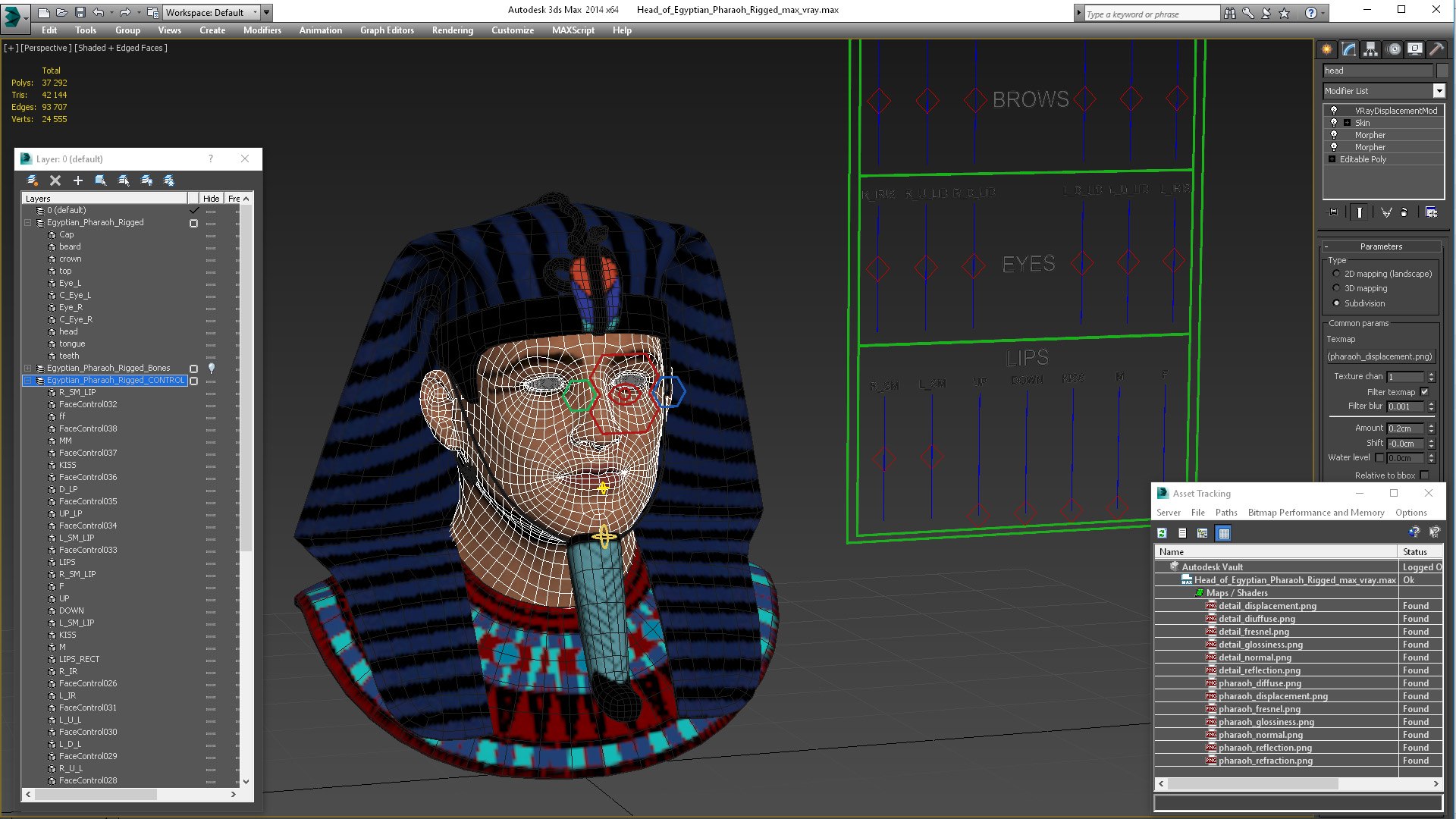 3D Model Head Of Egyptian Pharaoh Rigged - TurboSquid 2084412