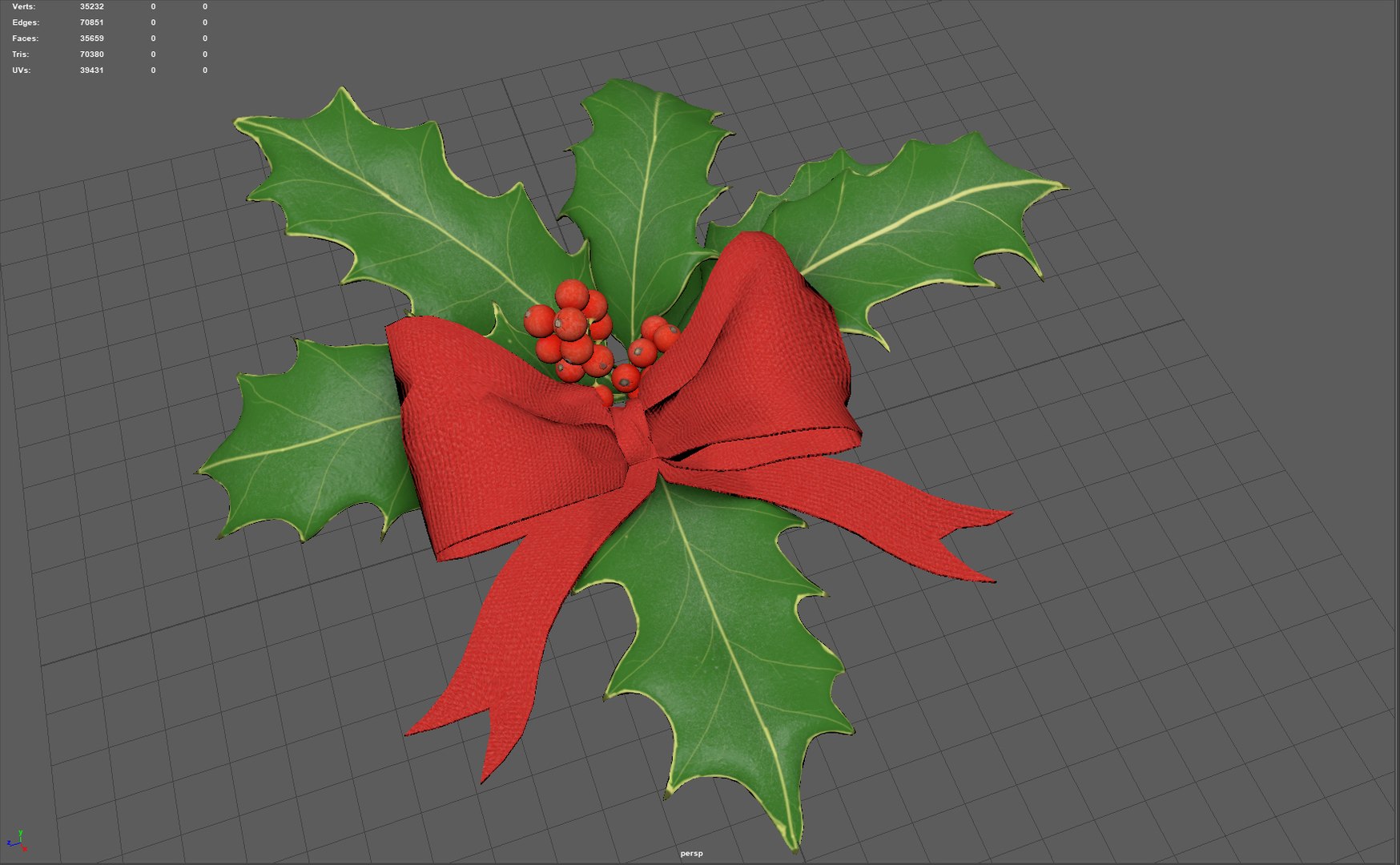 3D christmas holly - TurboSquid 1646391