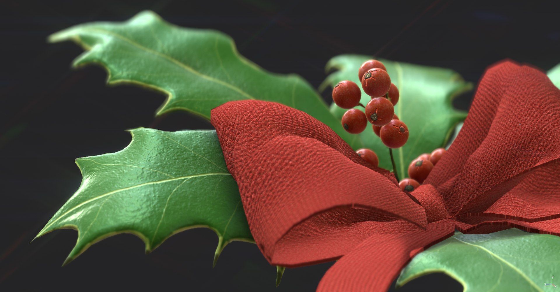 3D christmas holly - TurboSquid 1646391