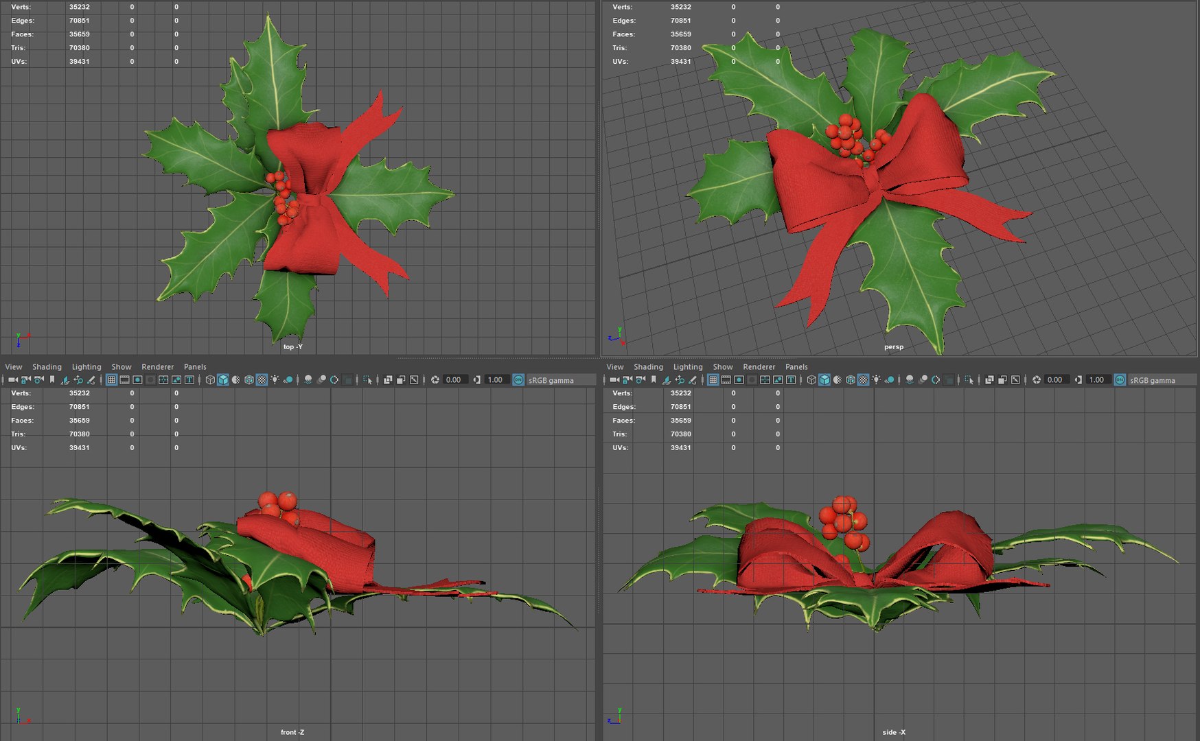 3D christmas holly - TurboSquid 1646391