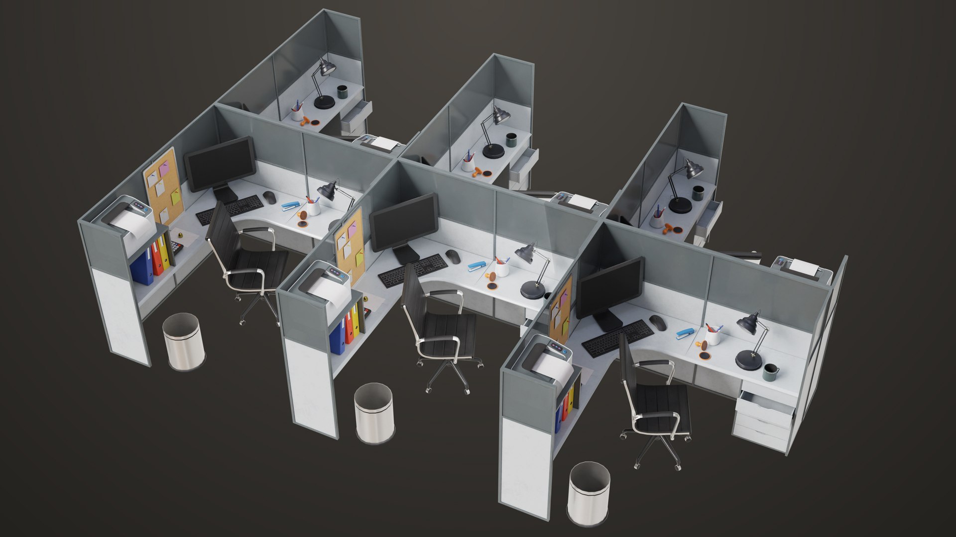 Office Desk Props Single Mat All PBR Unity UE Textures 3D Model ...