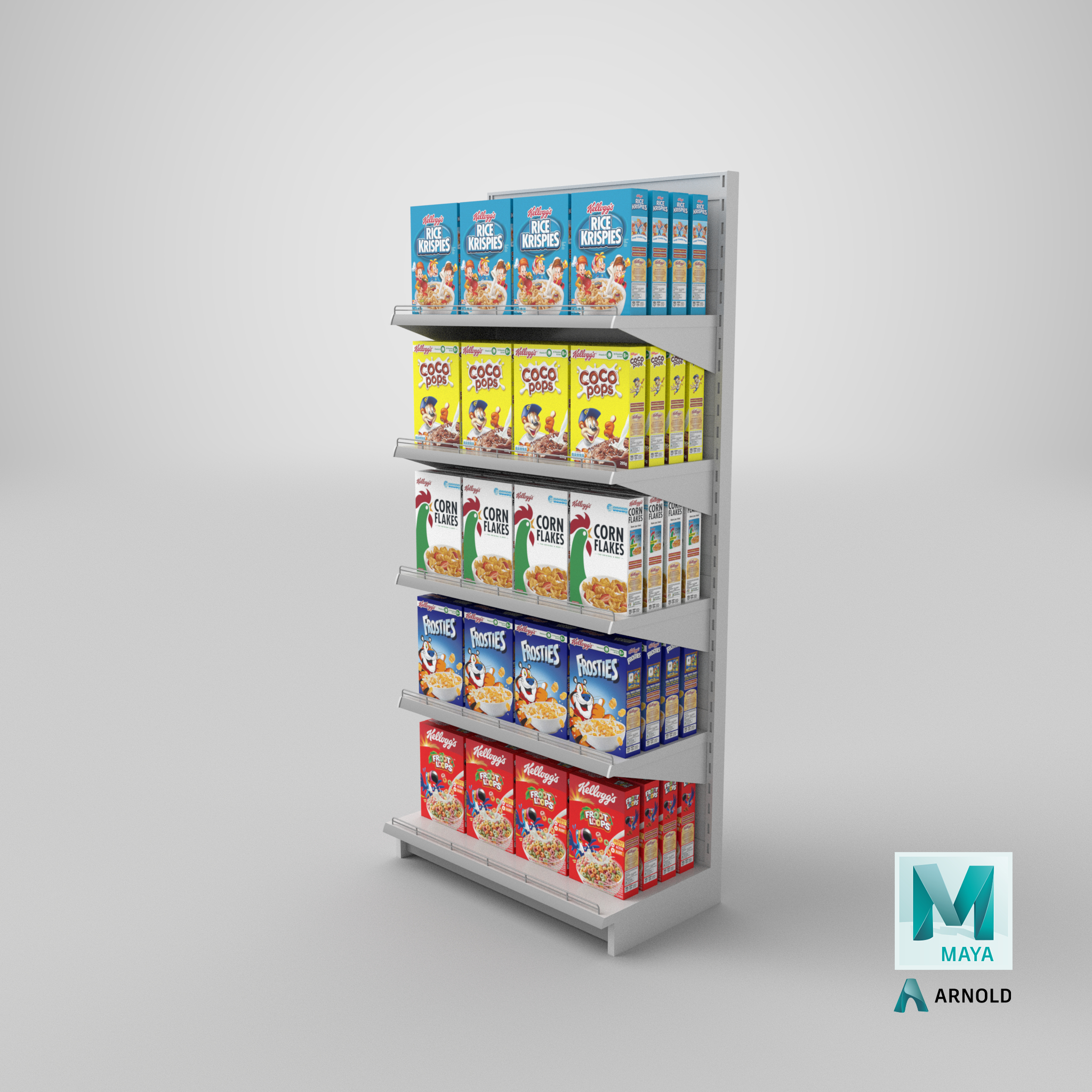 3D supermarket shelves cereal model - TurboSquid 1677652