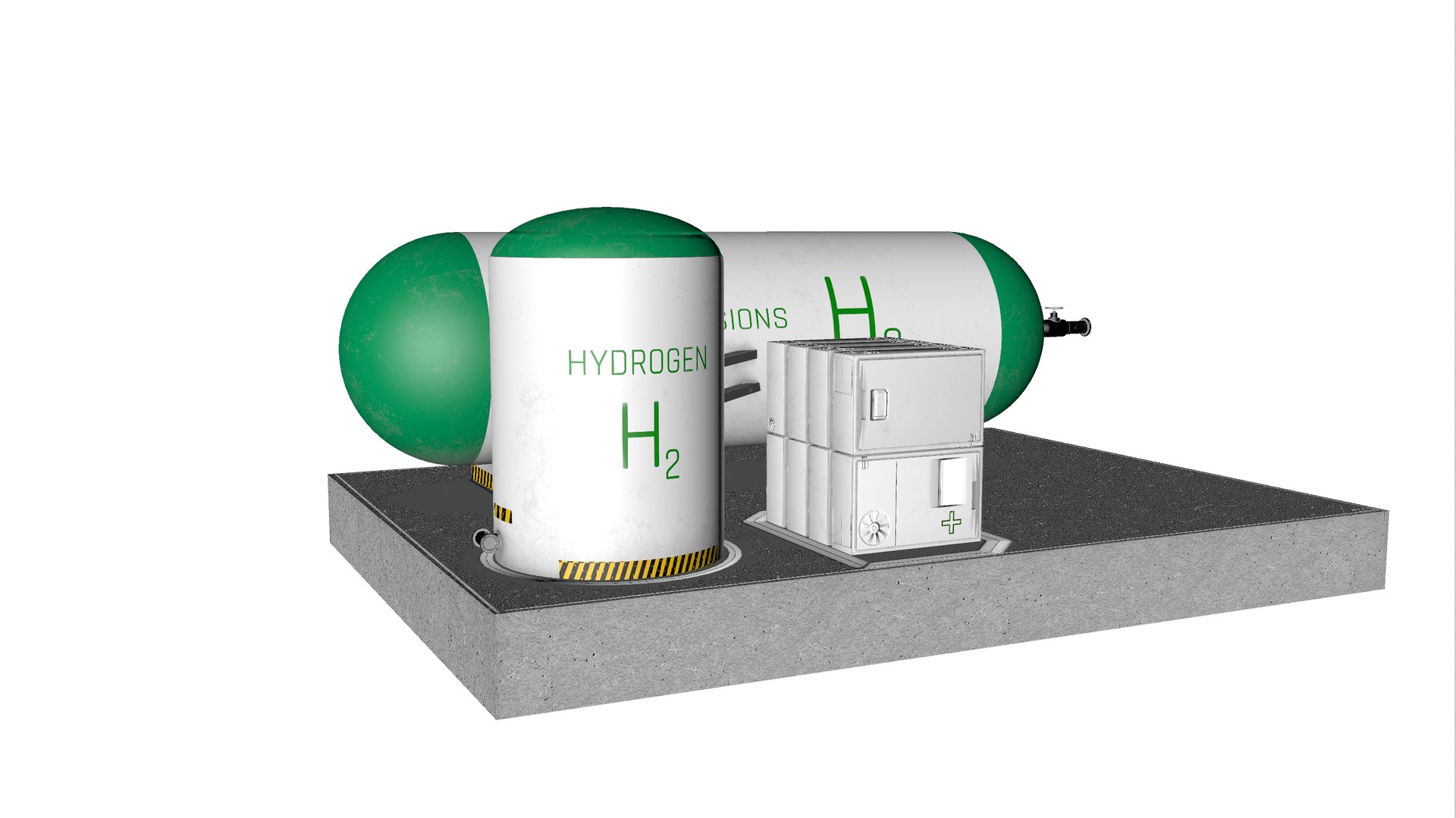 3D Green Hydrogen Energy H2 Tank Model - TurboSquid 2371276