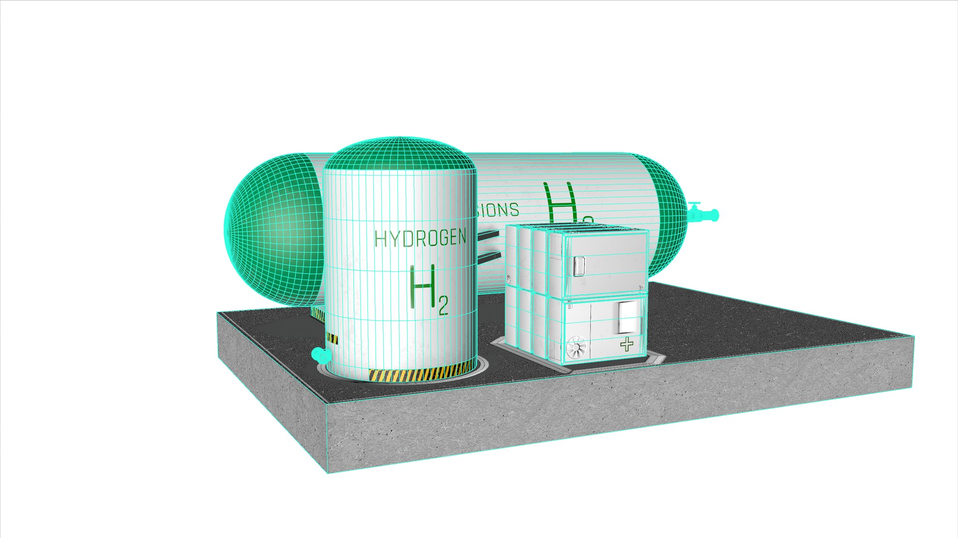 3D Green Hydrogen Energy H2 Tank Model - TurboSquid 2371276