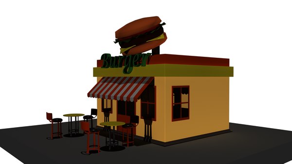 3D burger shop model - TurboSquid 1955569