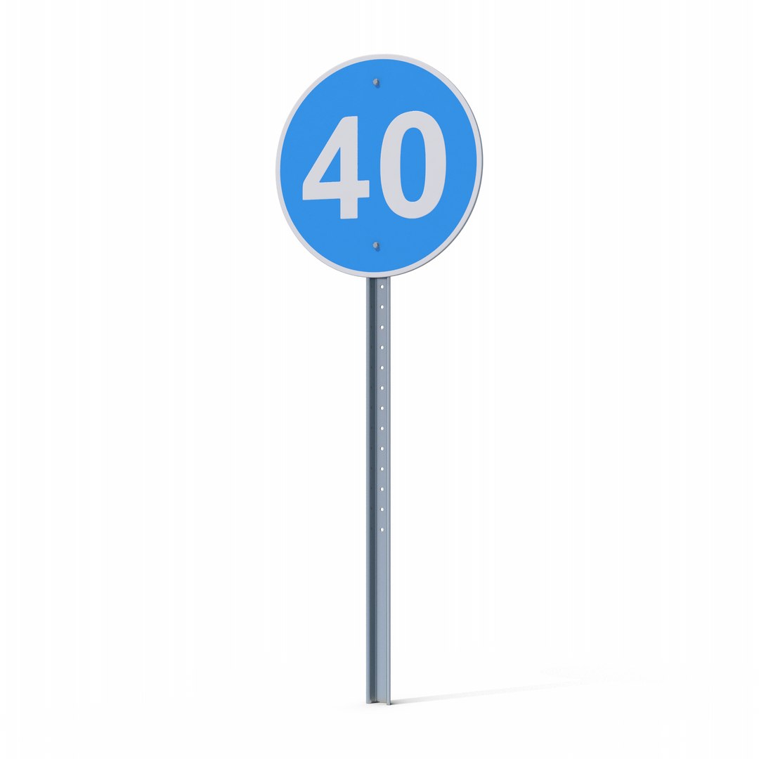 Minimum Speed 40 Road Sign Model - TurboSquid 2106269