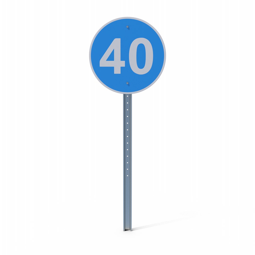 Minimum Speed 40 Road Sign Model - TurboSquid 2106269