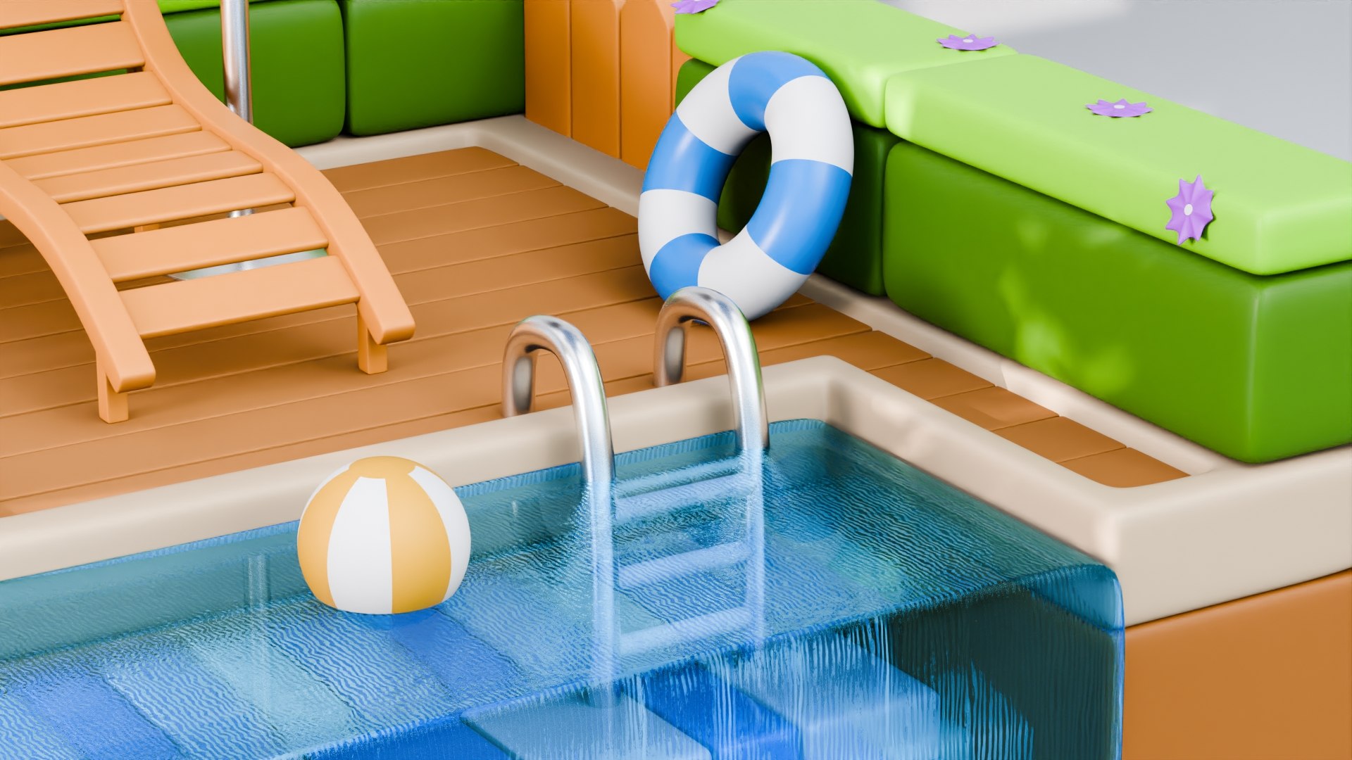 3D Poolside Relaxation Scene 3D Model - TurboSquid 2414263