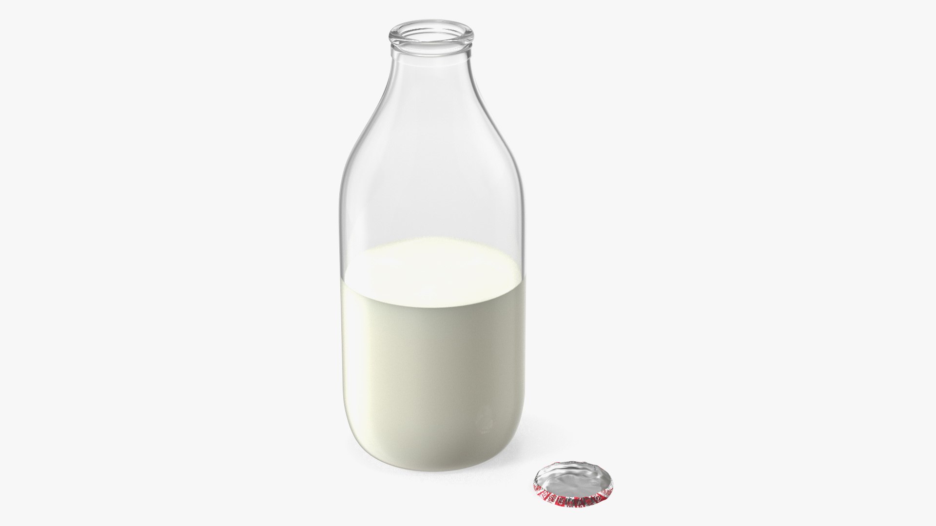 Opened Bottle Of Semi-Skimmed Milk With Foil Cap 3D - TurboSquid 2205408