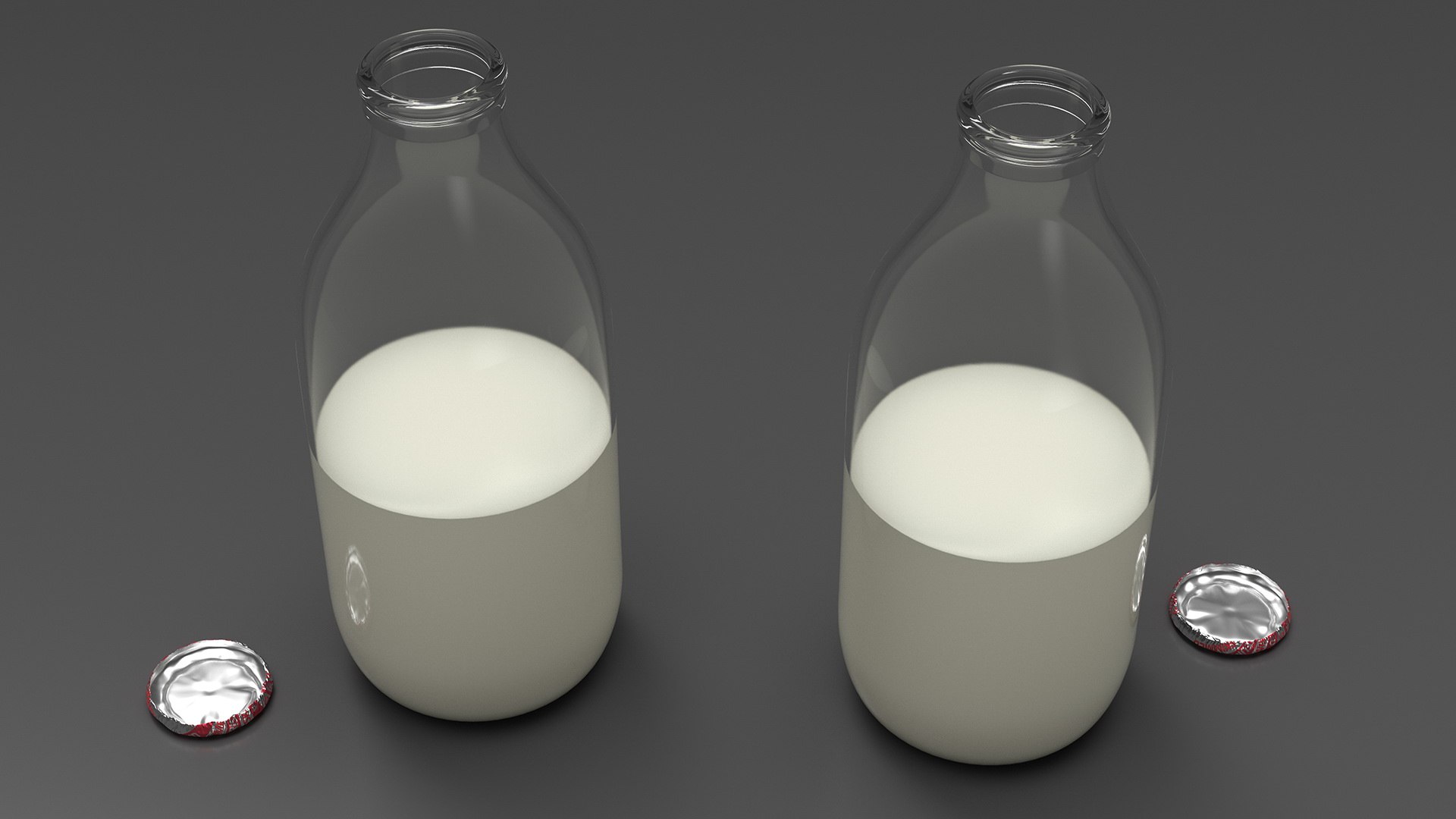Opened Bottle Of Semi-Skimmed Milk With Foil Cap 3D - TurboSquid 2205408