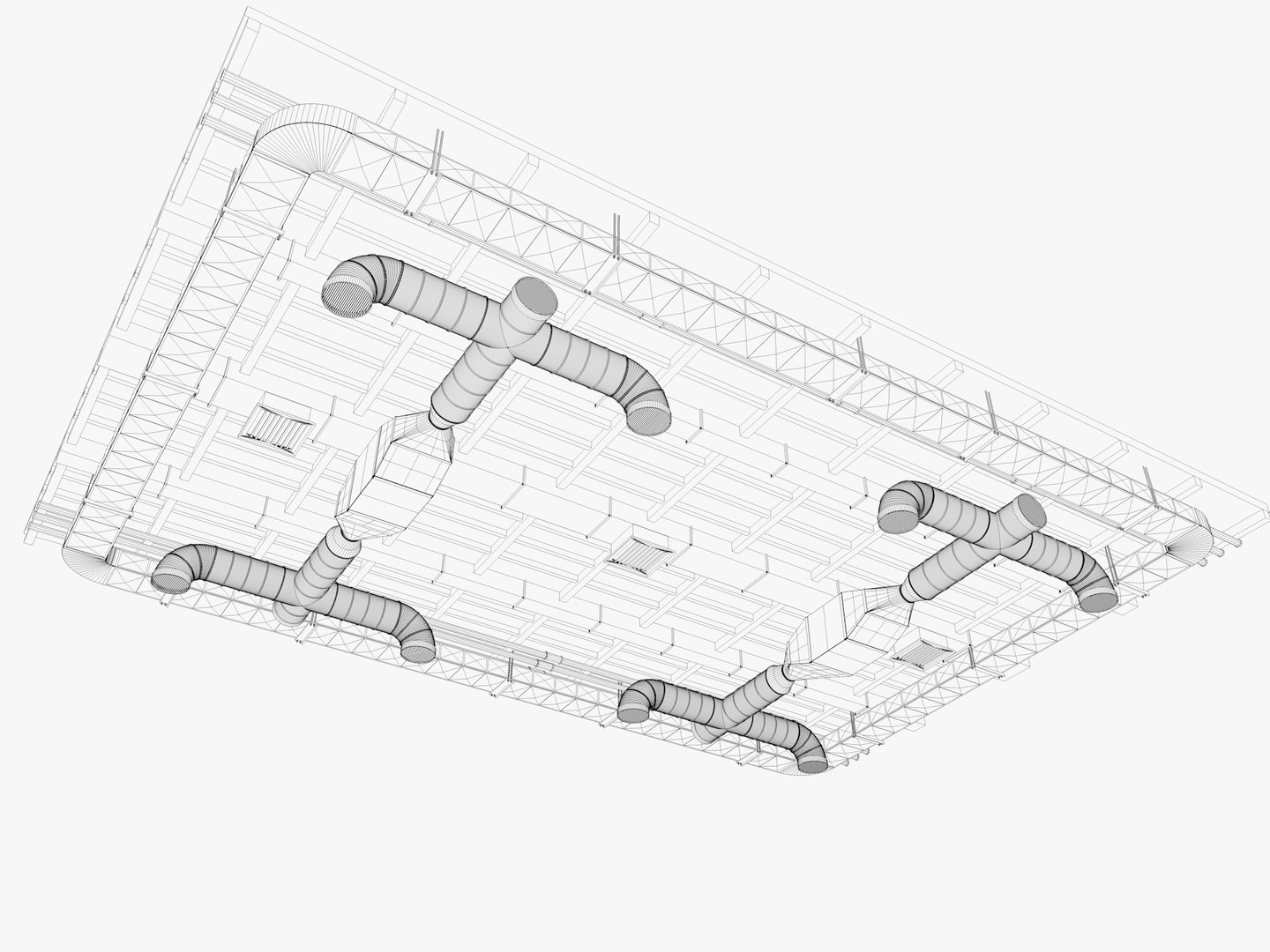 3D Model Ceiling Ventilation Pipes 8 - TurboSquid 2251573