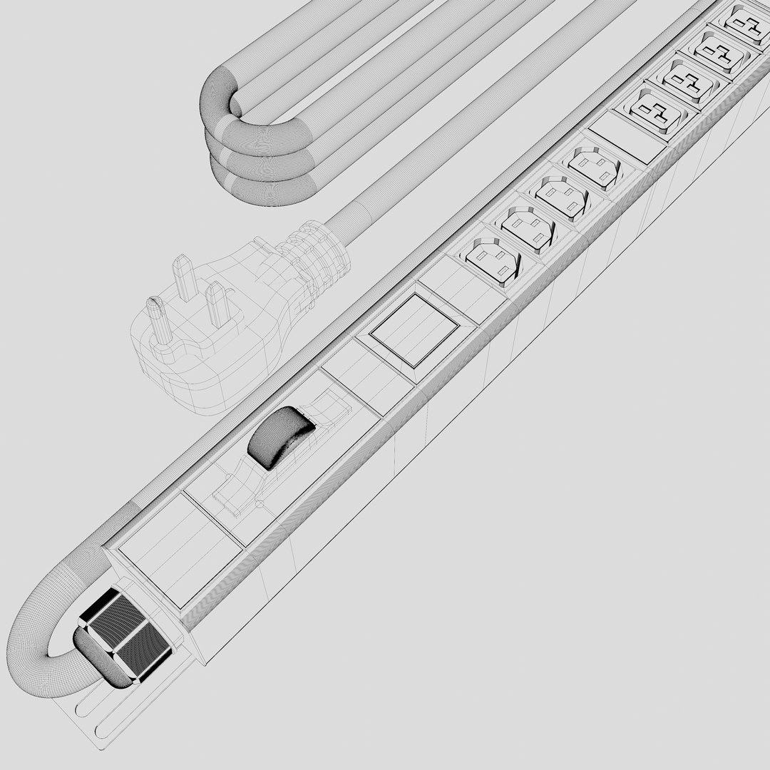 3D Power Strip US Plug 8 US Sockets Power Plug- 3D Model - Ready To ...