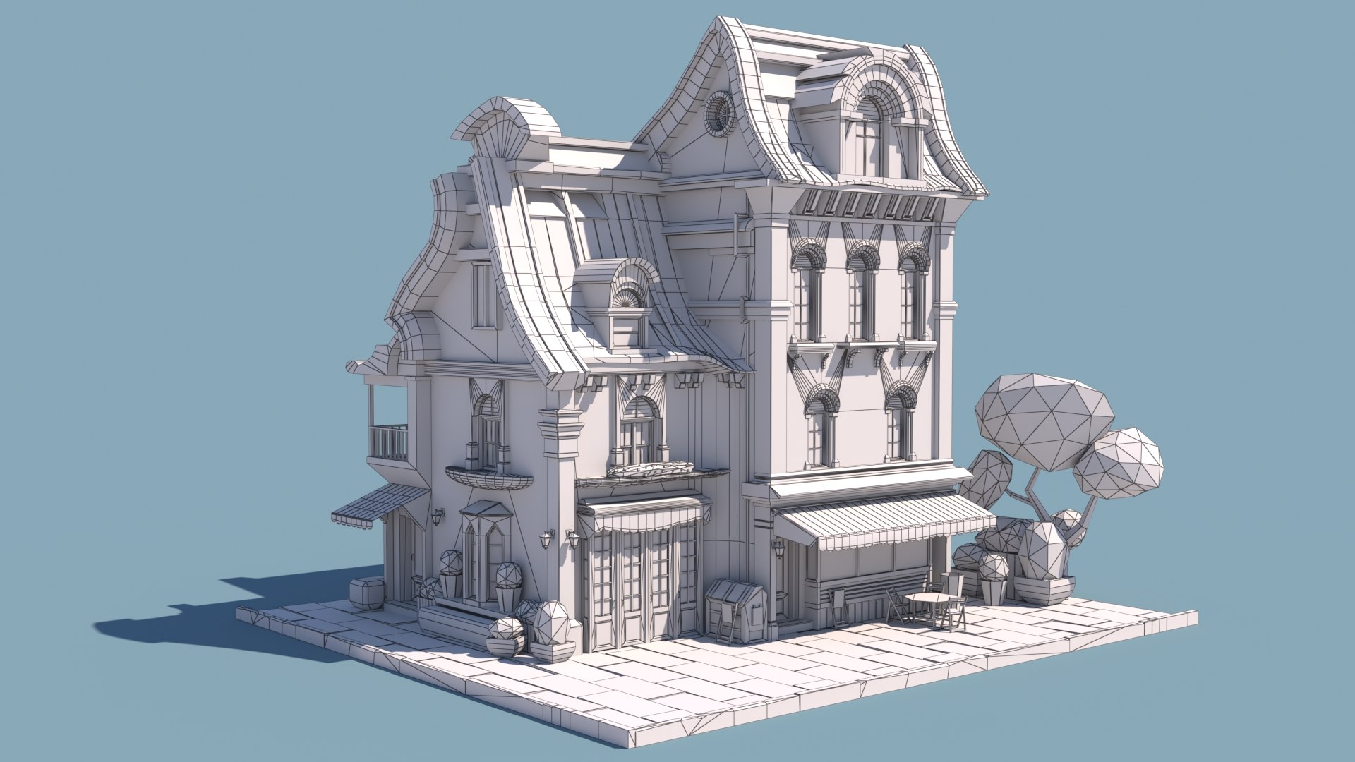 Stylized Beautiful Street Town House-02 3D Model - TurboSquid 2086286