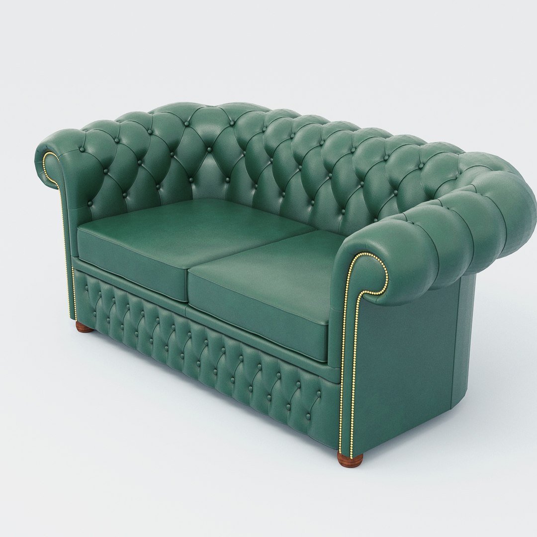3D Chesterfield Red Brown Model - TurboSquid 1452469