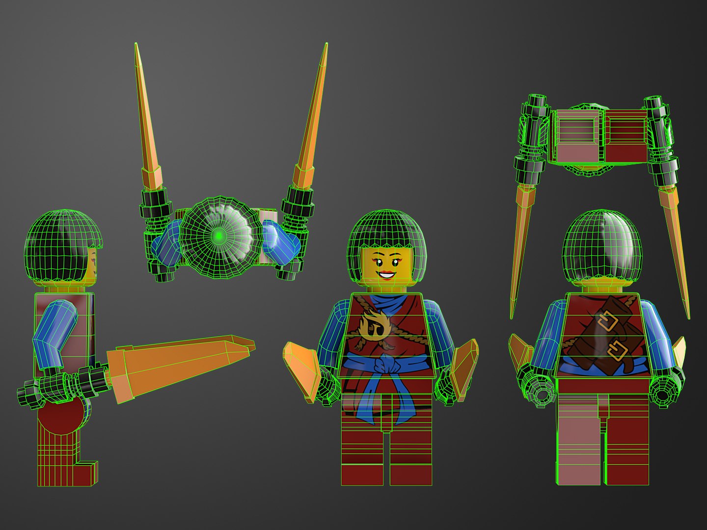 3D Rigged Ready Ninjagirl Lego Character Model - TurboSquid 1446223