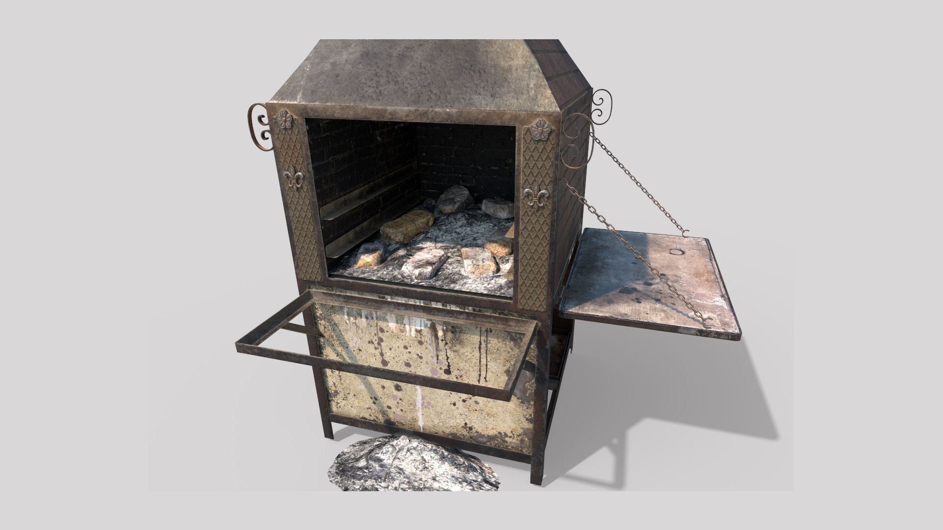 3D Old Barbecue - TurboSquid 2081035