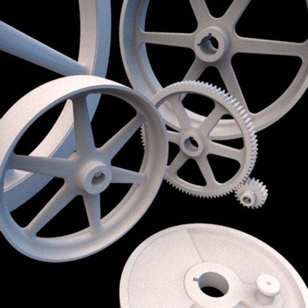 3d flywheels pulleys gears model