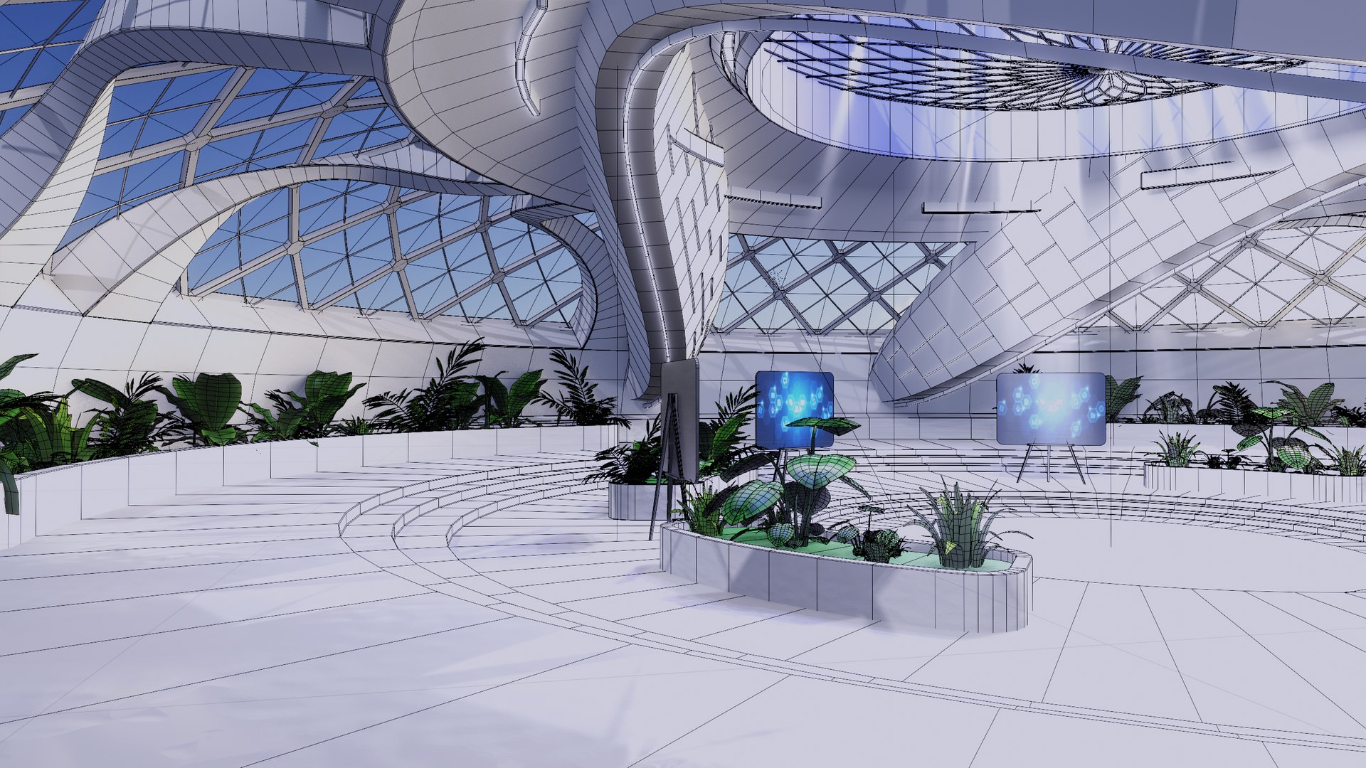 Sci Fi Exhibition Hall Interior Model - TurboSquid 2042587