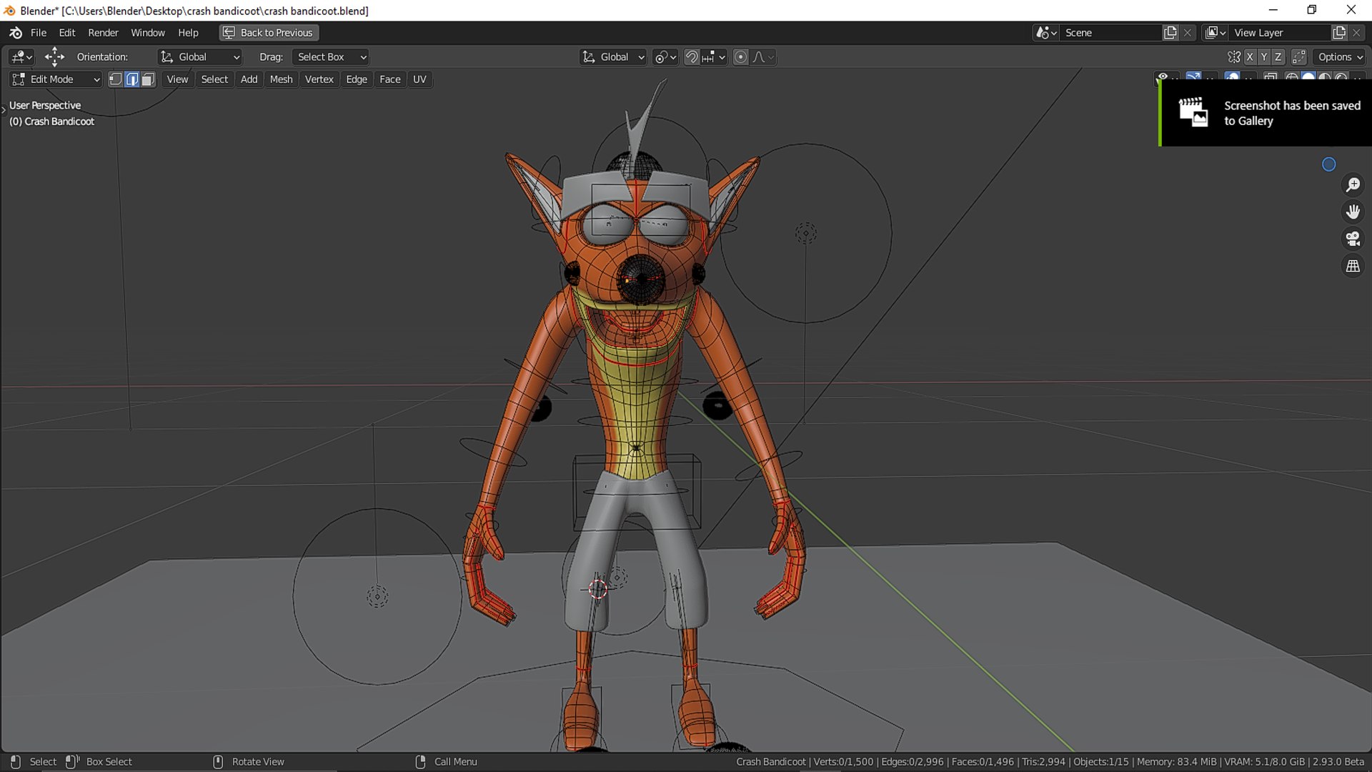 3D Crash Bandicoot Rigged For Blender 2.92 - TurboSquid 1728940