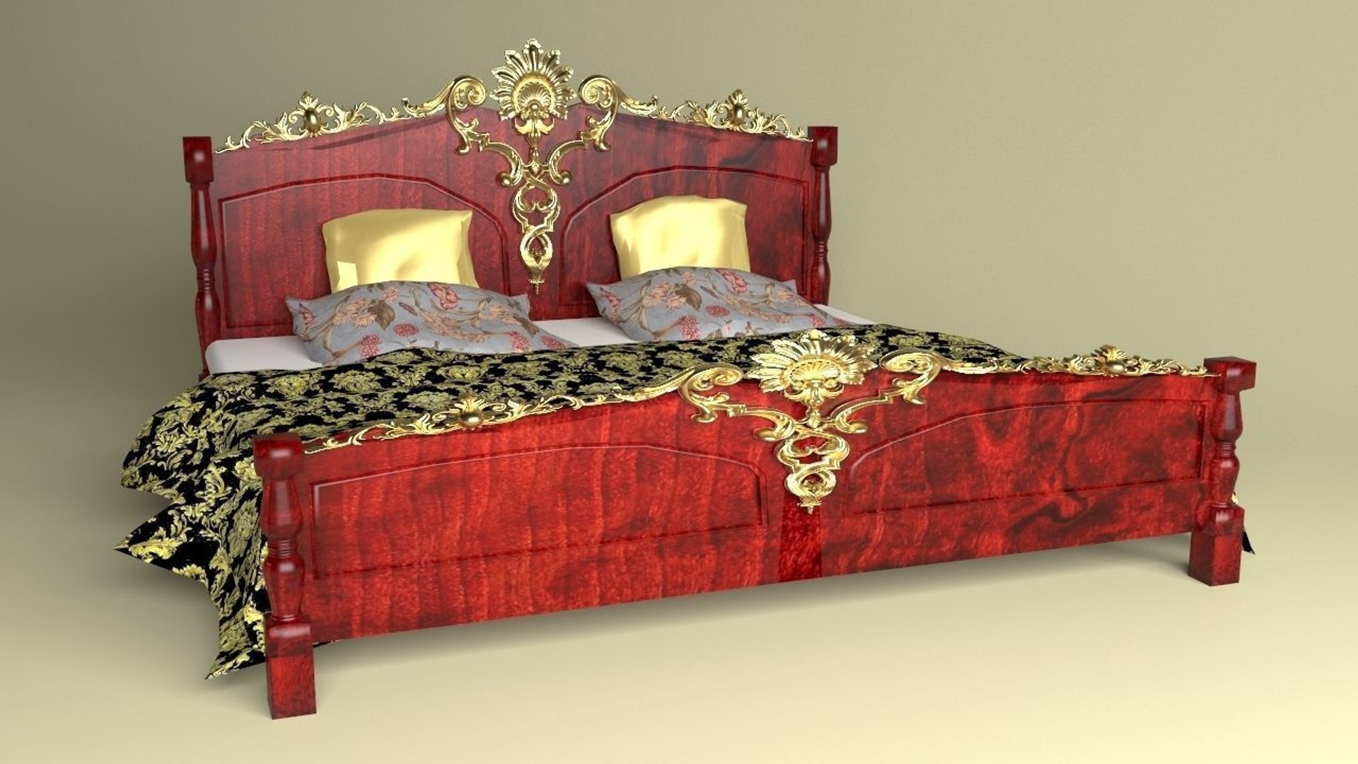 3D king bed model - TurboSquid 1497194