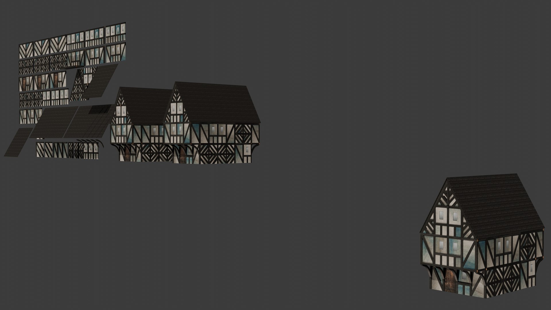 3D Western European Medieval Timber Framed Building Kit WEMTFBKKitbash ...