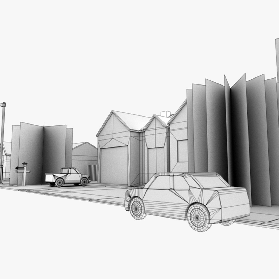 3d Model Neighborhood Block