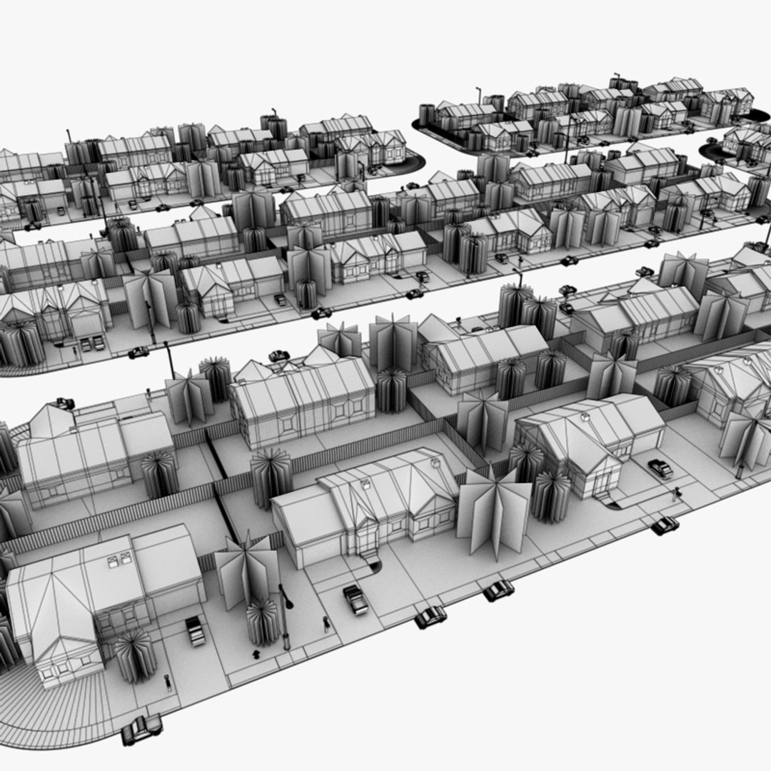 3d Model Neighborhood Block