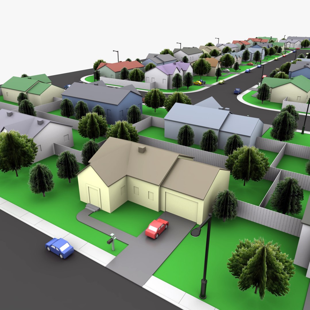 3d Model Neighborhood Block