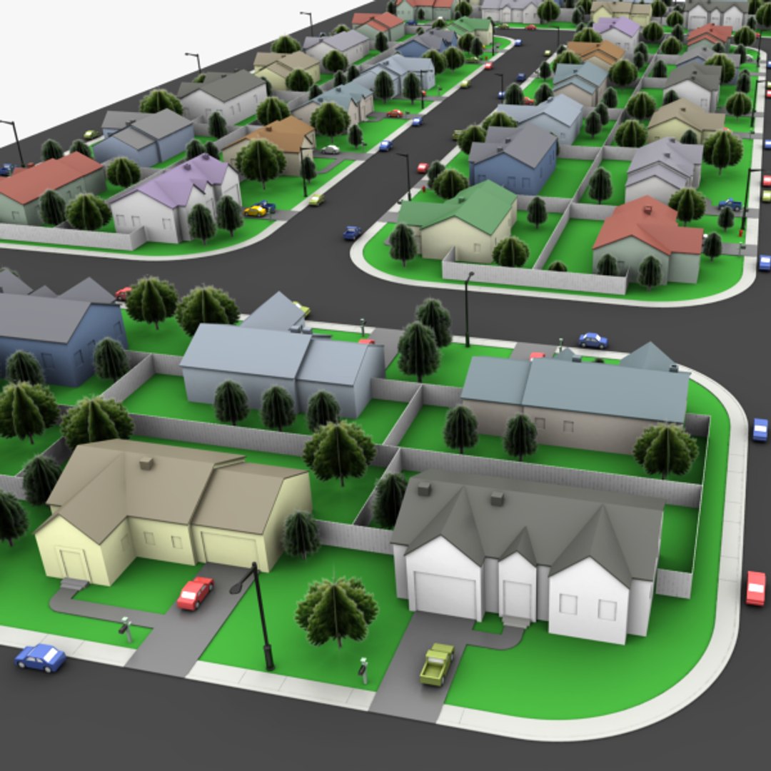 3d Model Neighborhood Block