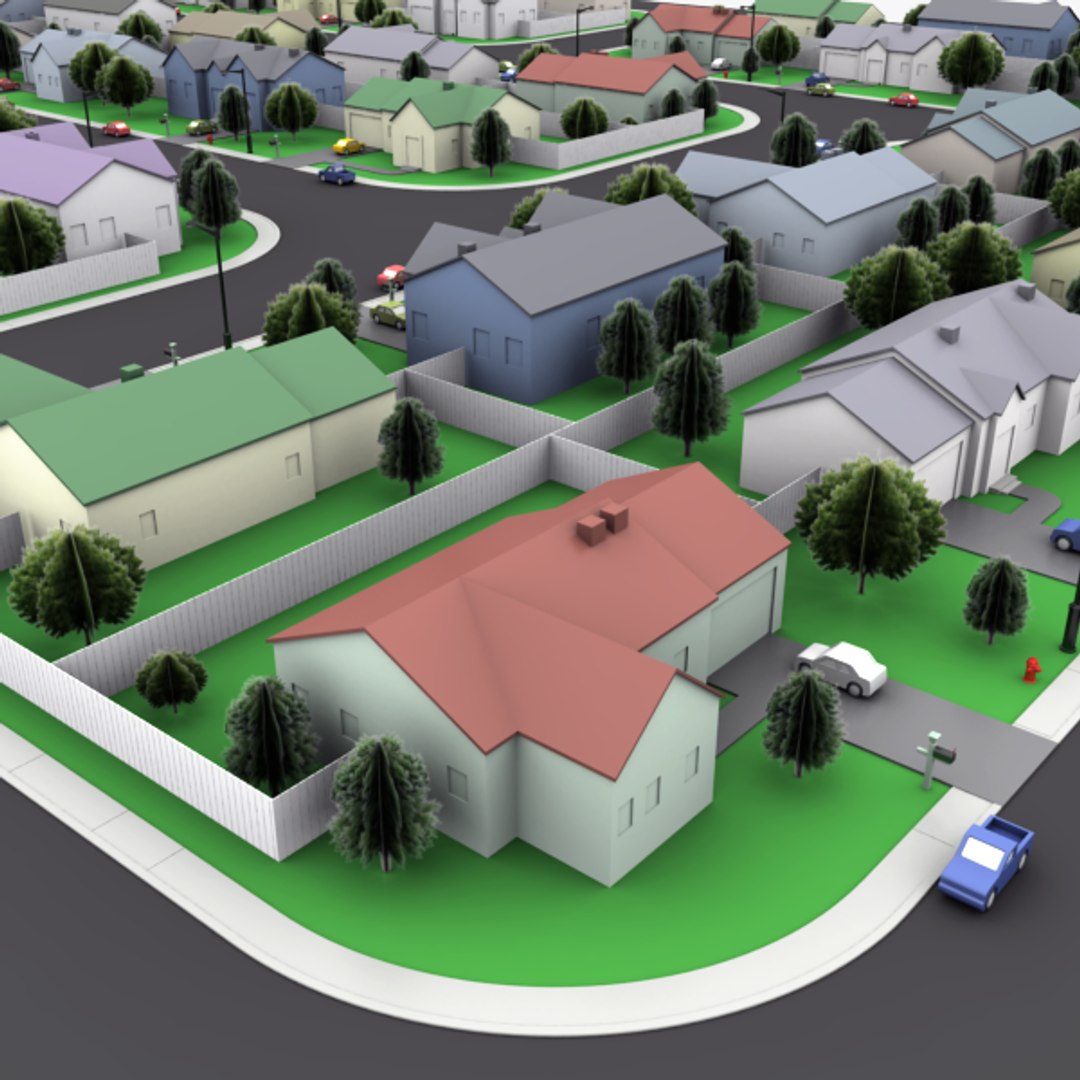 3d Model Neighborhood Block