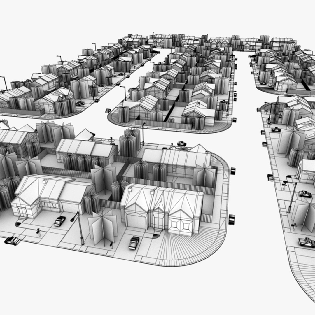 3d Model Neighborhood Block