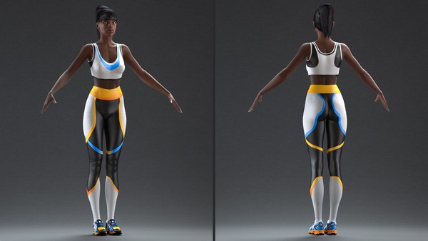 Dark skin fitness woman rigged model - TurboSquid 1661905