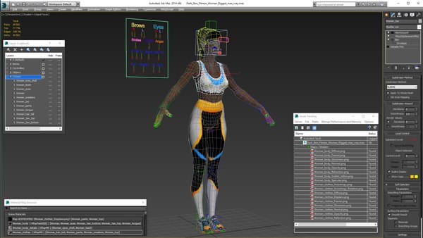Dark skin fitness woman rigged model - TurboSquid 1661905