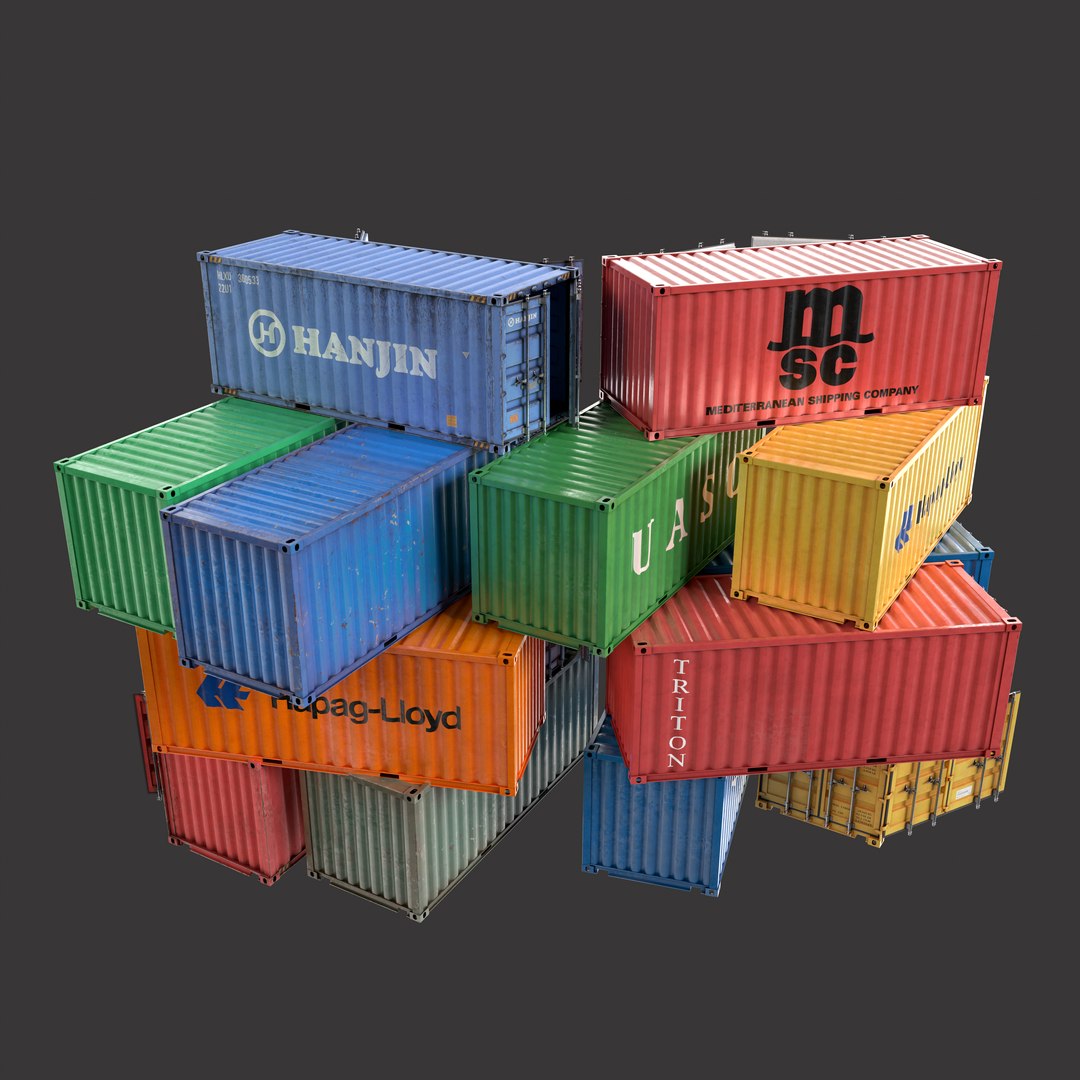3D 20 Ft Old And New Container Collection Low-poly 3D Model Model ...