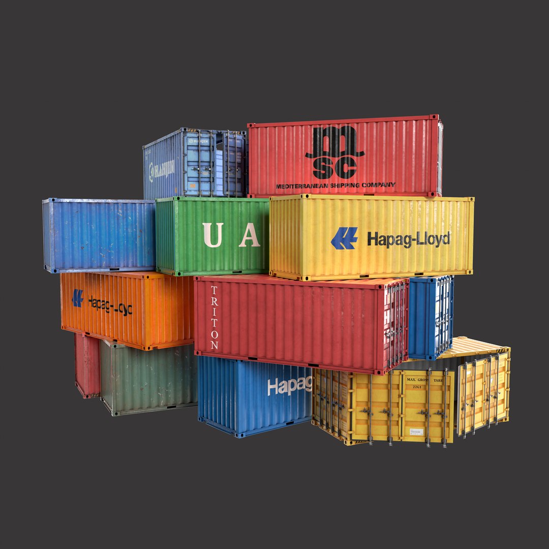 3D 20 Ft Old And New Container Collection Low-poly 3D Model Model ...