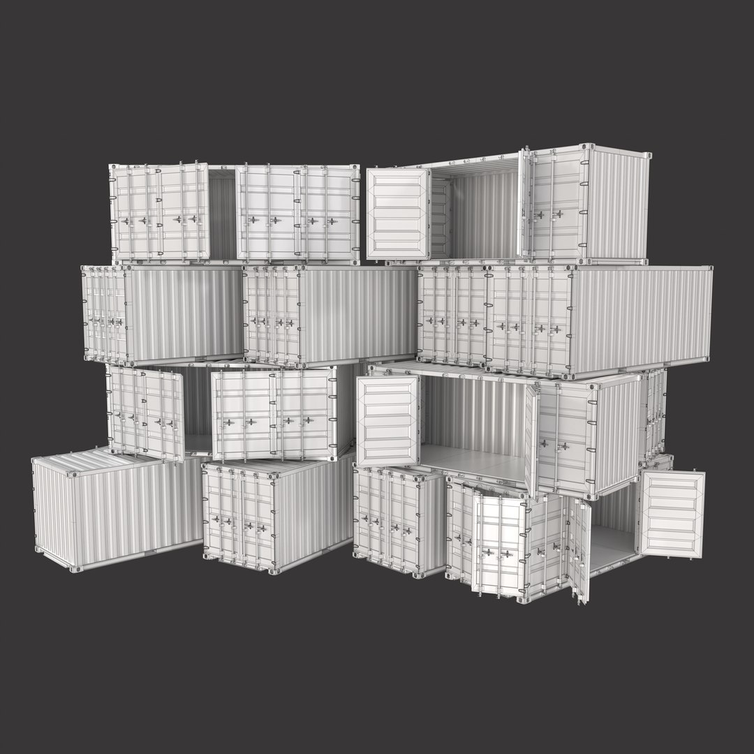 3D 20 Ft Old And New Container Collection Low-poly 3D Model Model ...