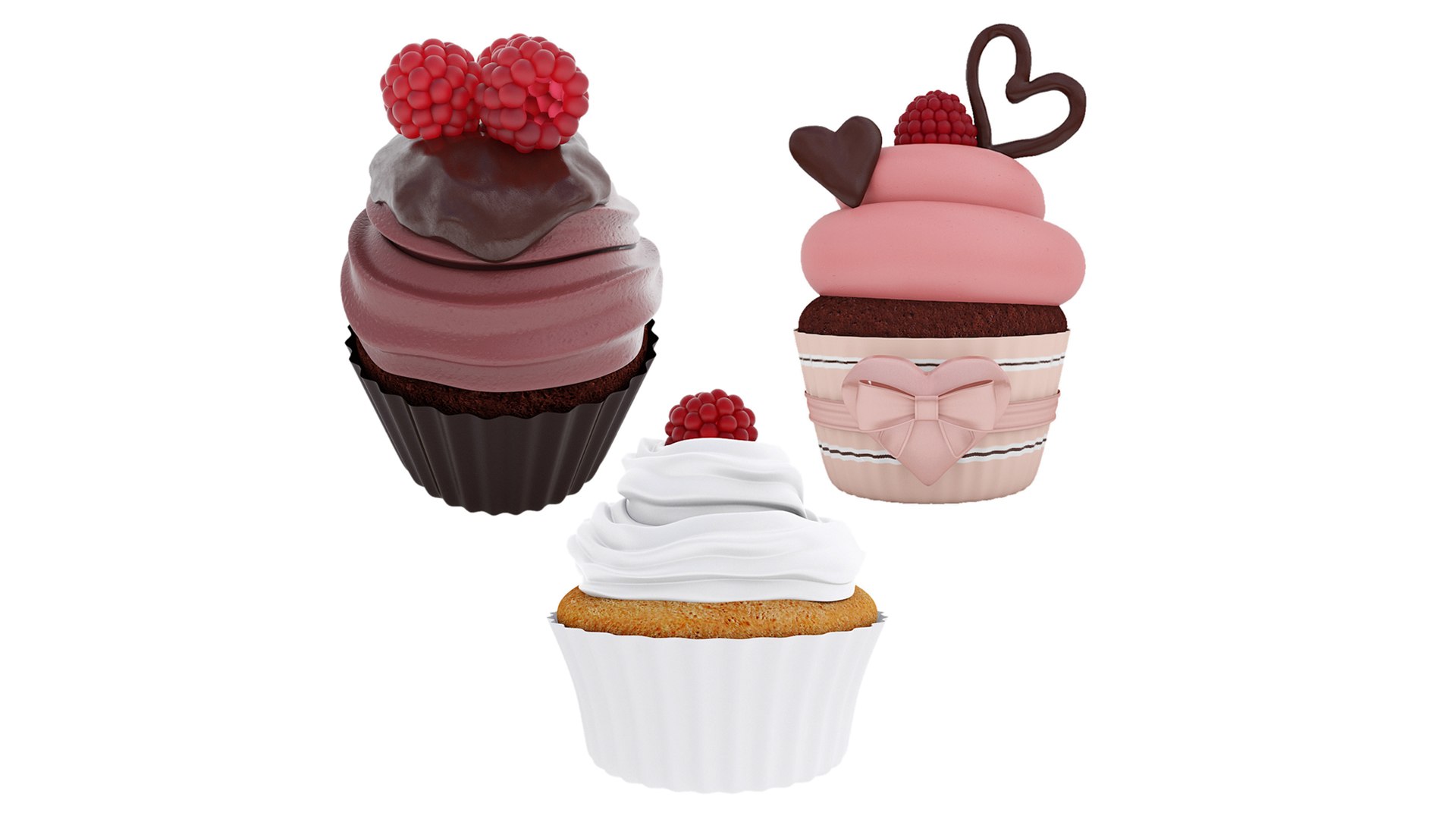 3D Raspberry cupcake collection - TurboSquid 1959810