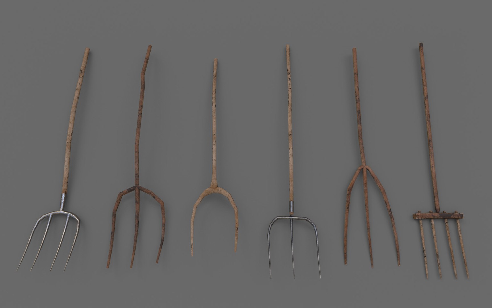 3D 6 Medieval Farm Pitchforks PBR - TurboSquid 1722649