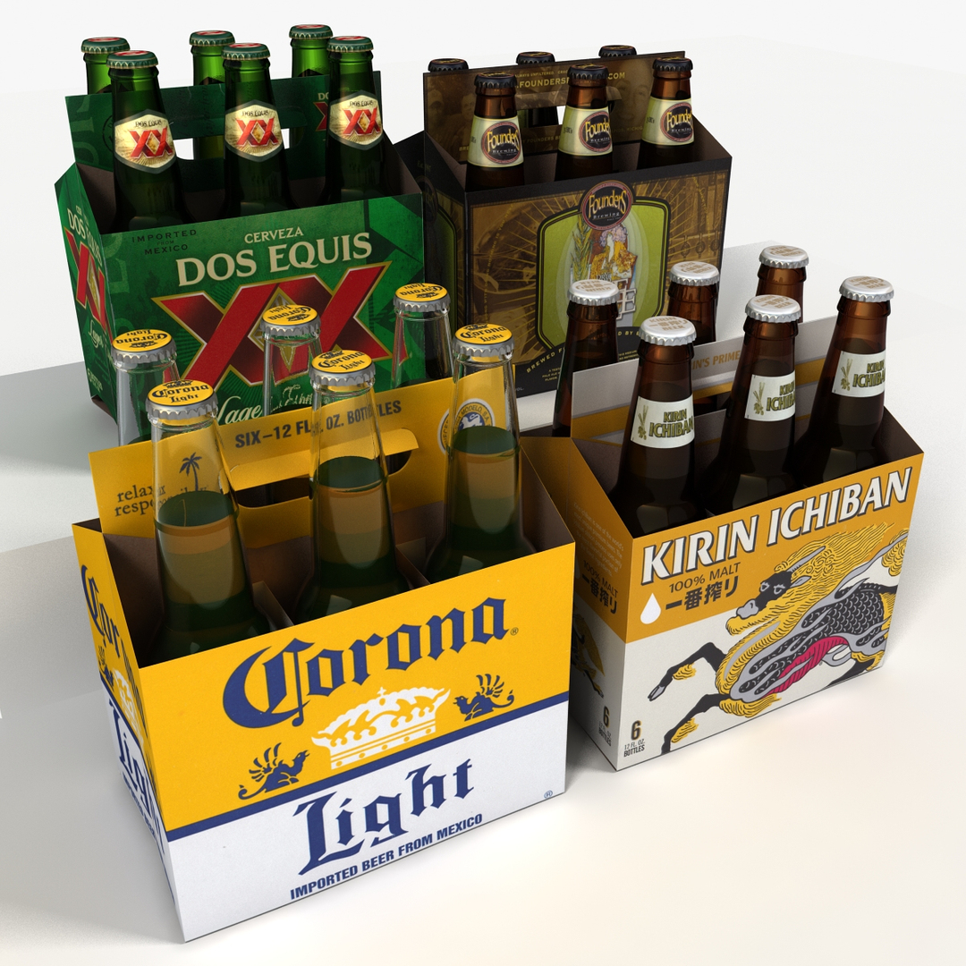 3d model of set packs beer