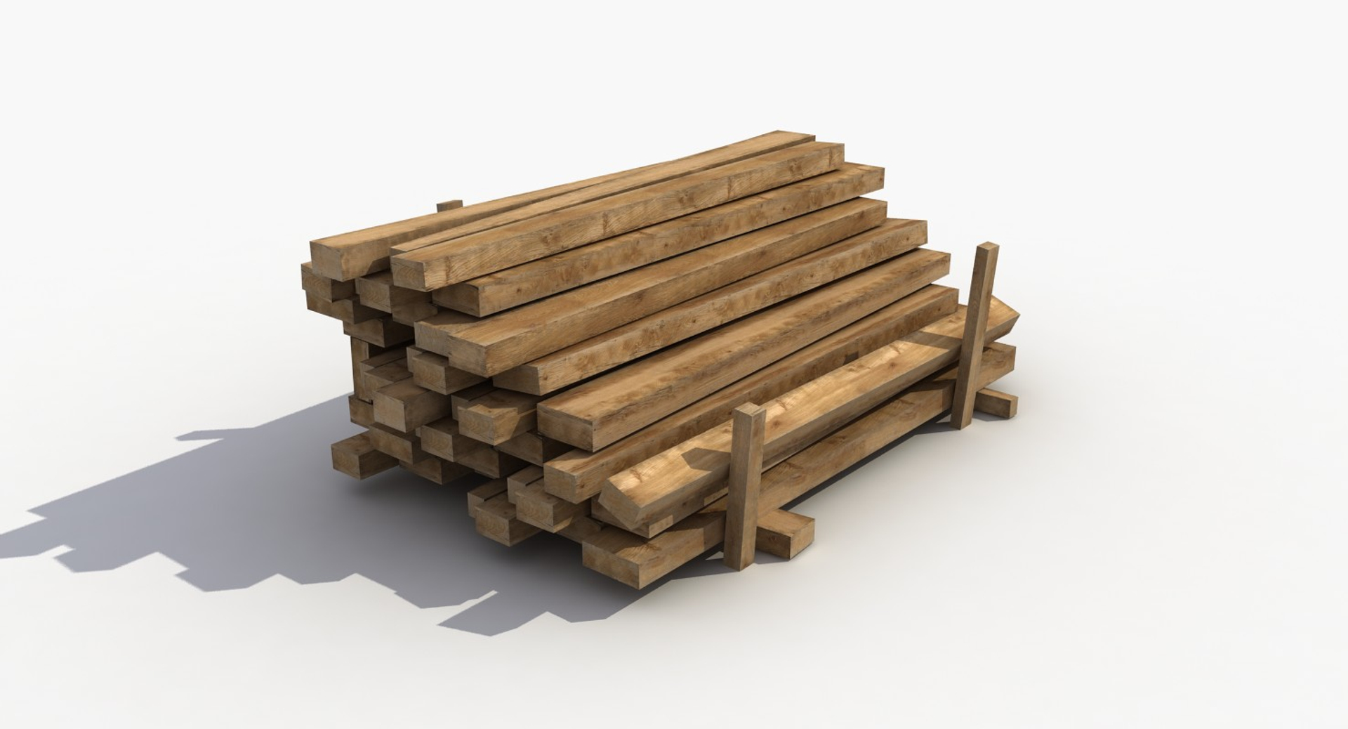 3d wooden wood beam model