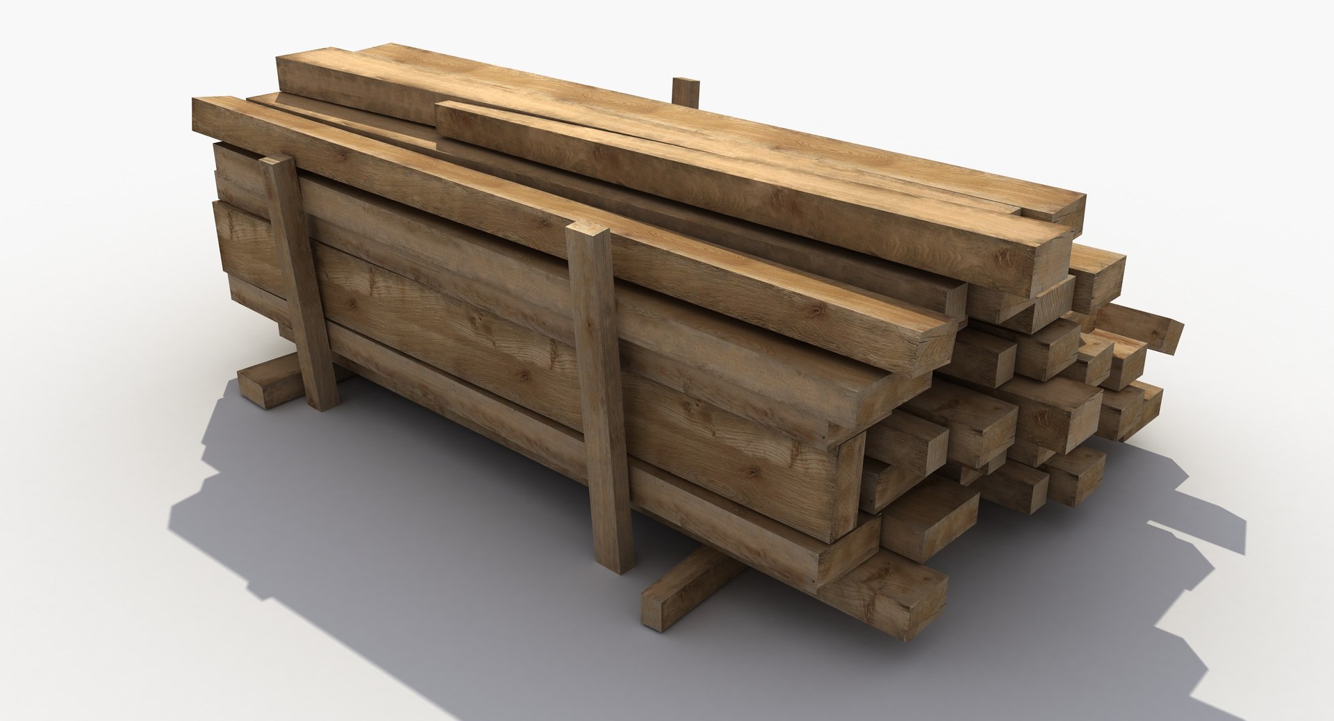 3d wooden wood beam model