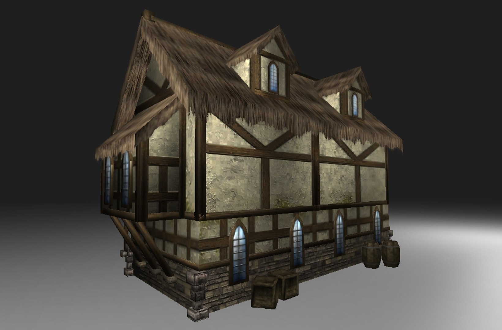 3d model of medieval pack house