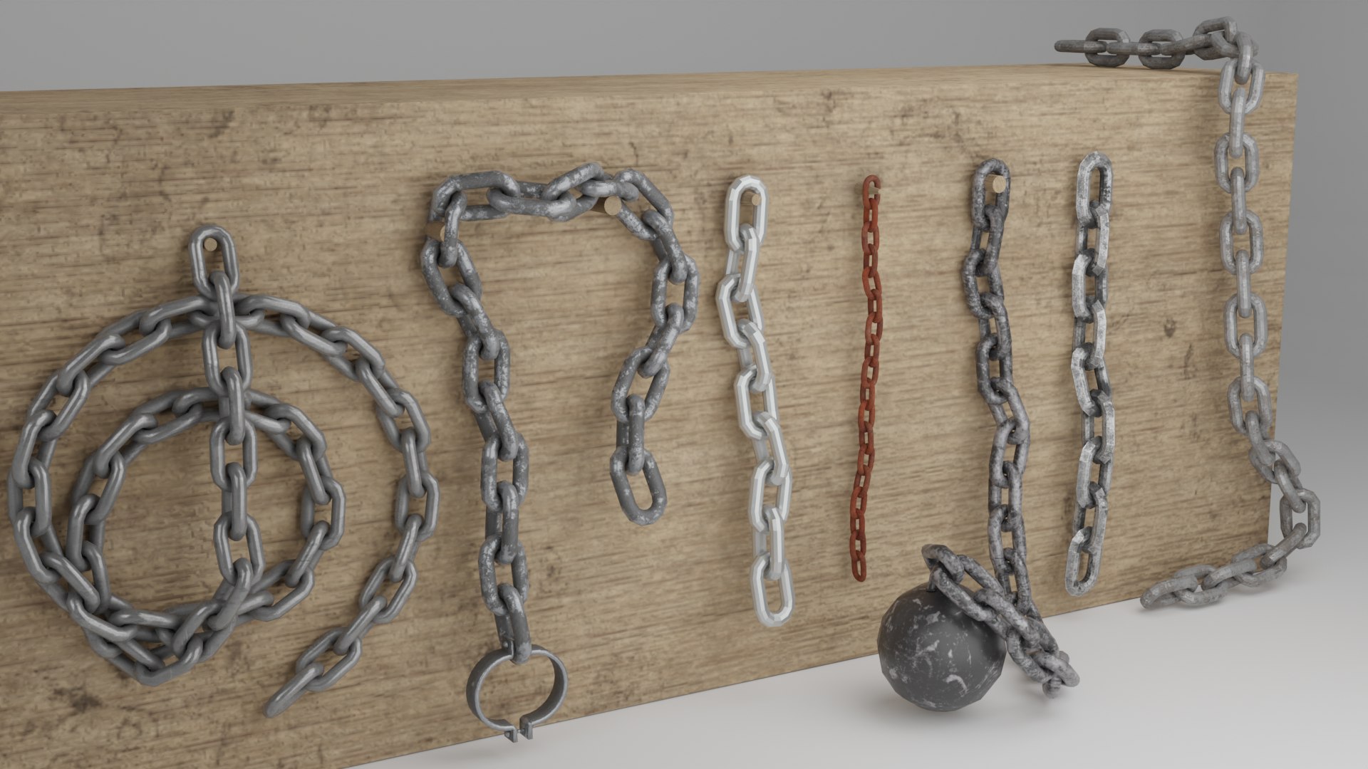 modelo 3d Pack of 7 chains Low poly - TurboSquid 2040072