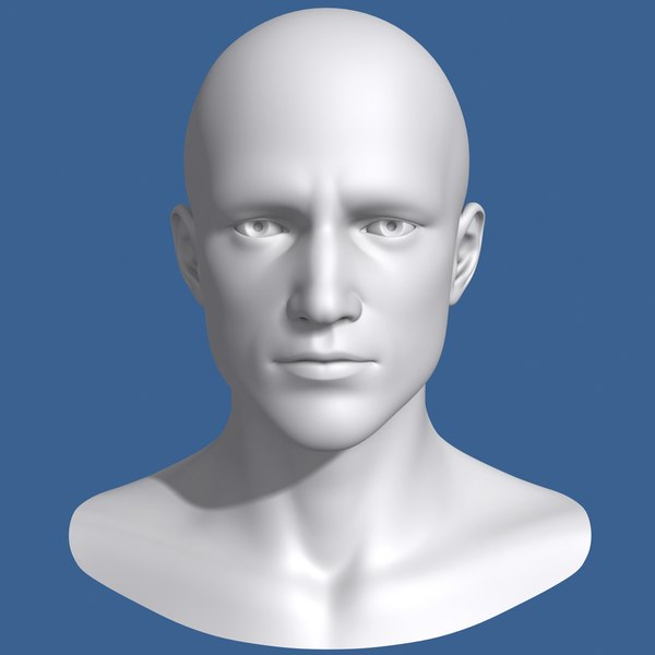 maya polygonal male head