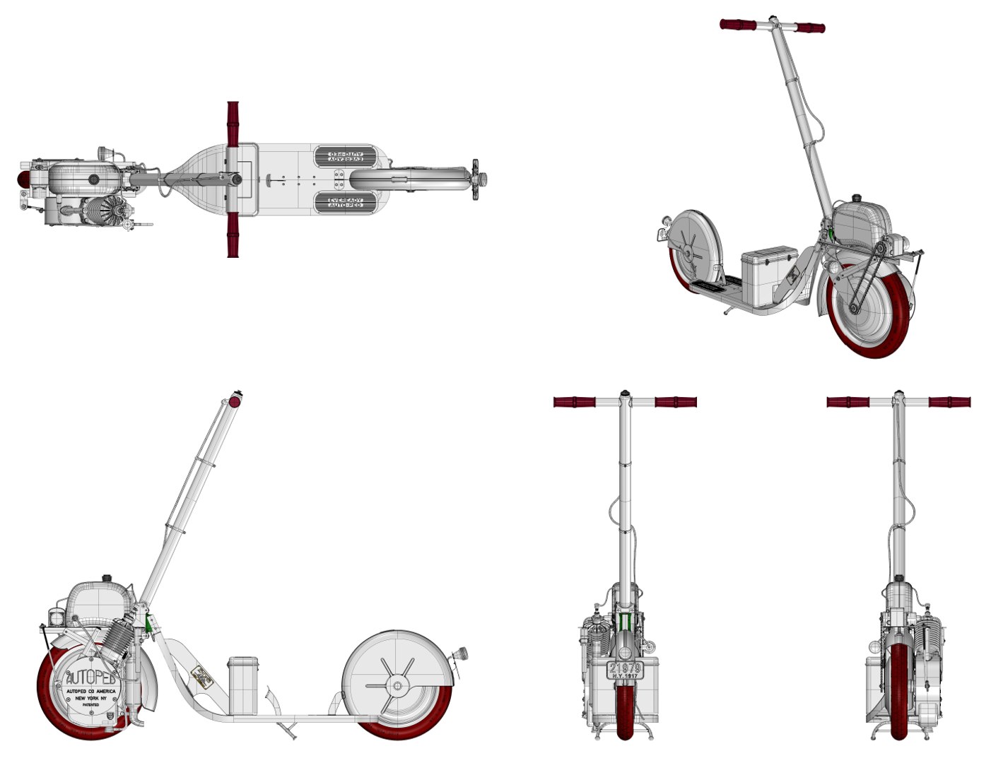3D Vintage Autoped D Motorized Model - TurboSquid 1505339