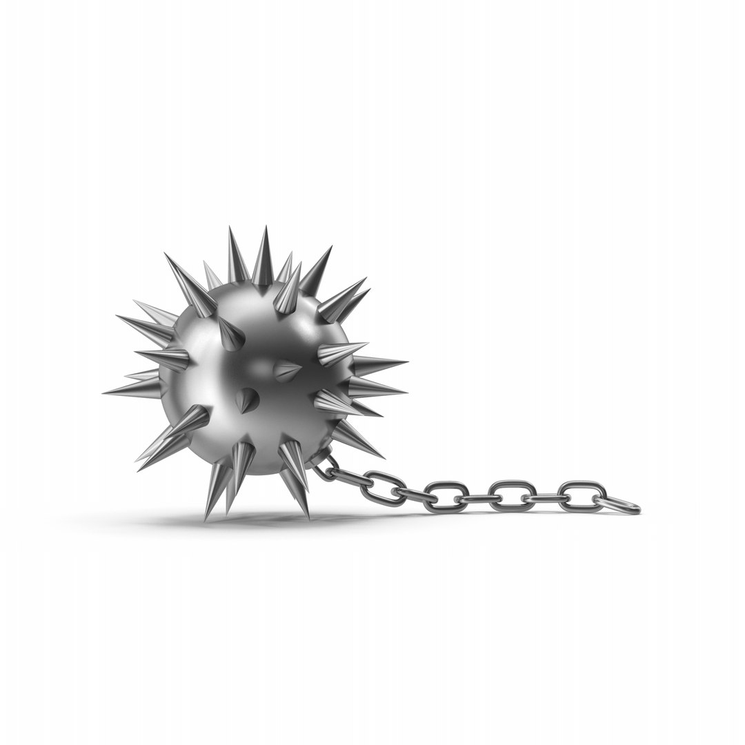Steel Spiked Ball With Chain Model - TurboSquid 2366978