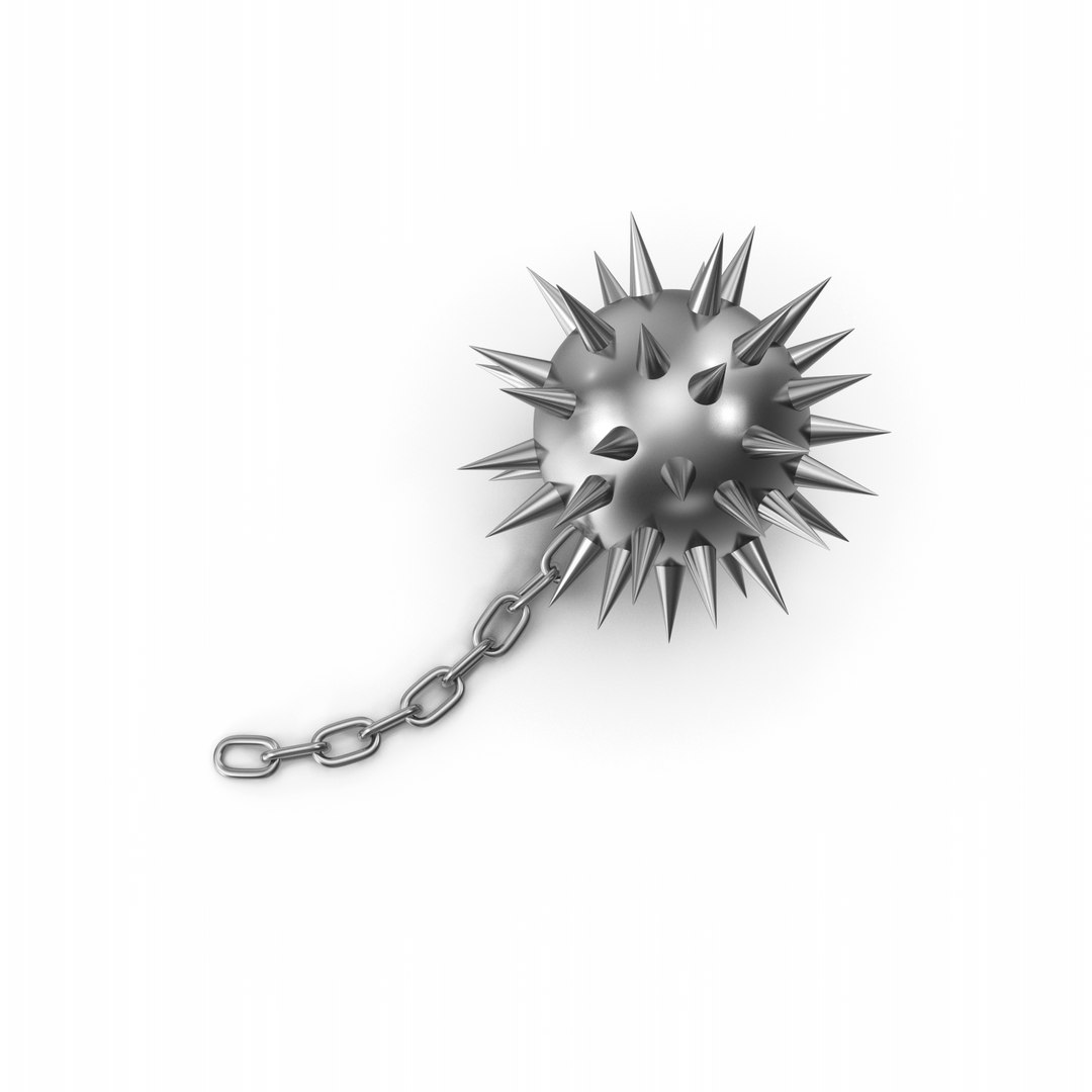 Steel Spiked Ball With Chain Model - TurboSquid 2366978