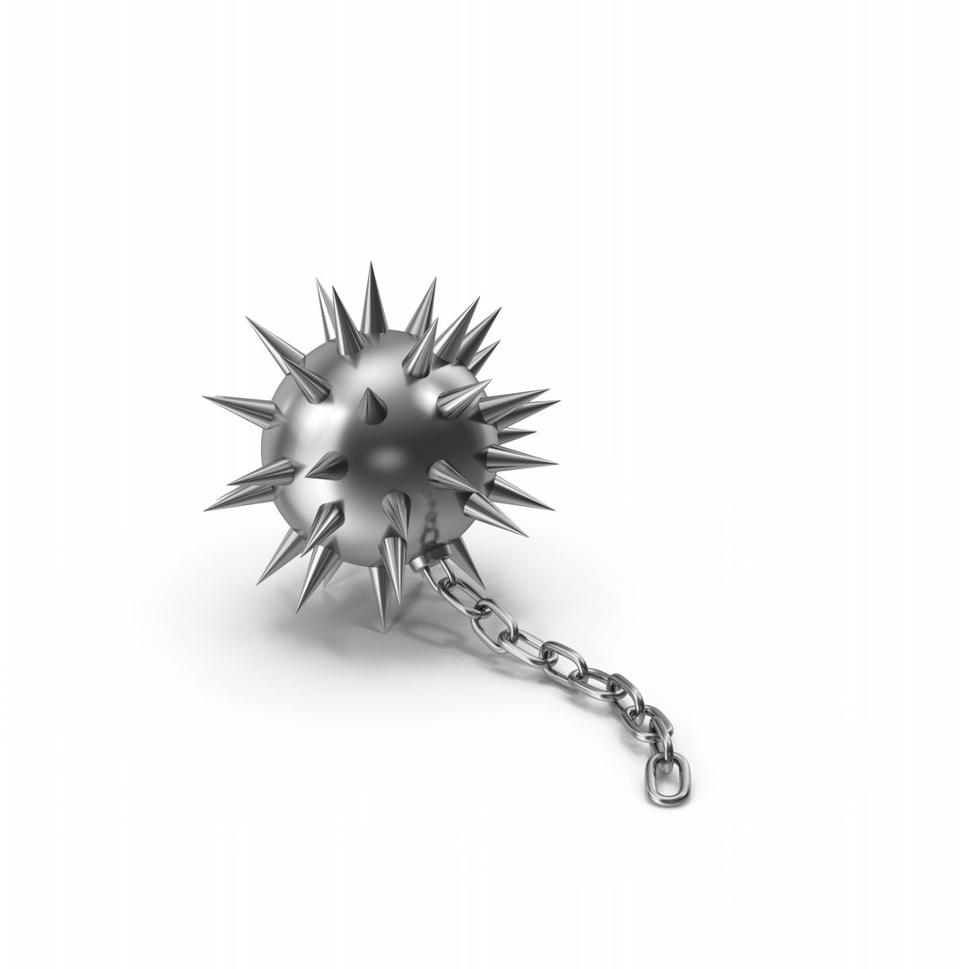 Steel Spiked Ball With Chain Model - TurboSquid 2366978
